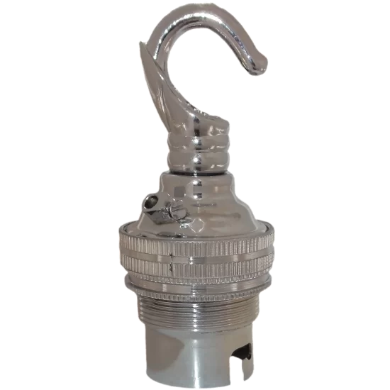 Art Deco Emporium | Lampholder B22 Silver Nickel with Shade Ring, Chain ...