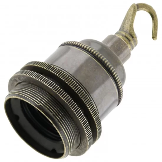 Art Deco Emporium | Lampholder E27 Antique Brass Finish with Dual Shade ...