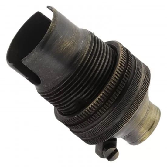 Art Deco Emporium | Lampholder B15 Antique Brass with Shade Ring 10mm ...