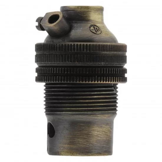 Art Deco Emporium | Lampholder B15 Antique Brass with Shade Ring 10mm ...