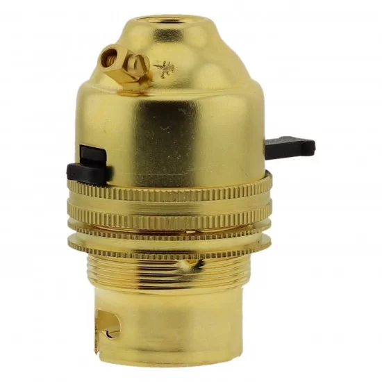 Art Deco Emporium | Switched Lampholder B22 Polished Brass with Shade ...