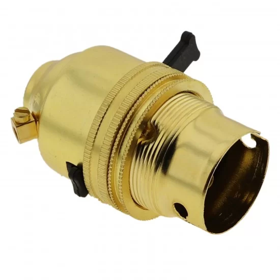 Art Deco Emporium | Switched Lampholder B22 Polished Brass with Shade ...