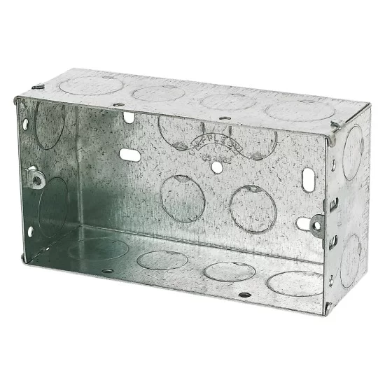 Art Deco Emporium | APPLEBY 2-GANG GALVANISED STEEL BACK BOX 47MM