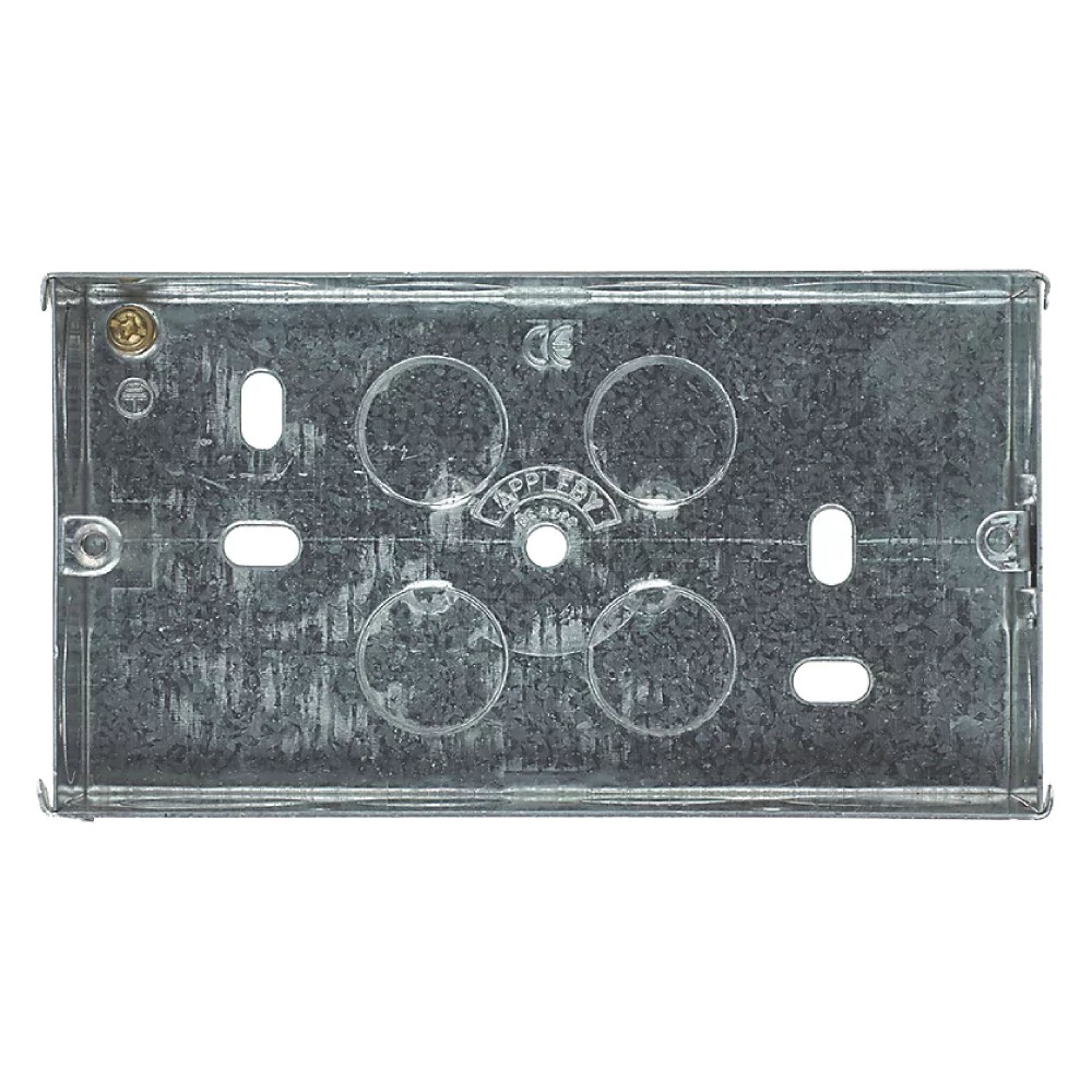 Art Deco Emporium | APPLEBY 2-GANG GALVANISED STEEL BACK BOX 47MM