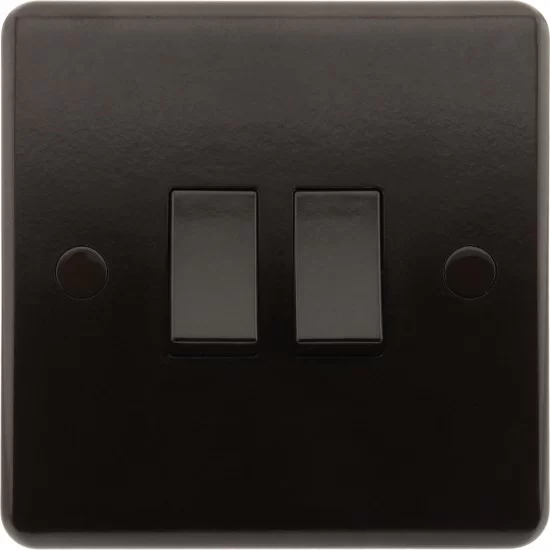 Art Deco Emporium | Dark Brown Wall Switch -2 Way-2 Gang-10 Amp