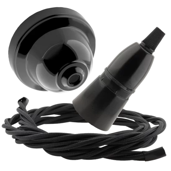 Art Deco Emporium | Black Bakelite Ceiling Pendant Kit with B22 Skirted ... Art Deco Emporium | Black Bakelite Ceiling Pendant Kit with B22 Skirted ...