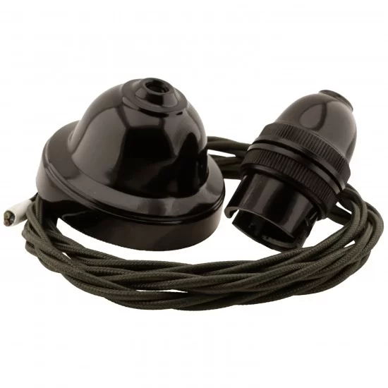 Art Deco Emporium | All Brown Bakelite Ceiling Pendant Kit and B22 Bulb ...