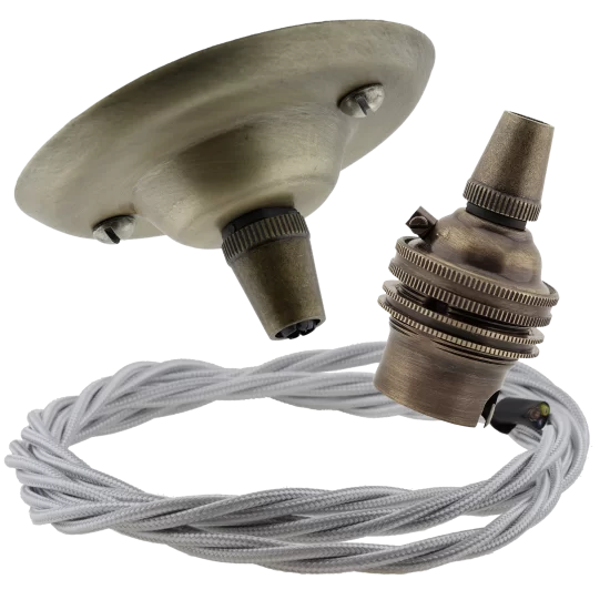 Art Deco Emporium | Antique Brass Ceiling Pendant Kit and B22 ...