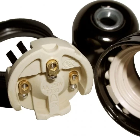 Art Deco Emporium | Lampholder E27 Dark Bronze Finish with Shade Ring ...